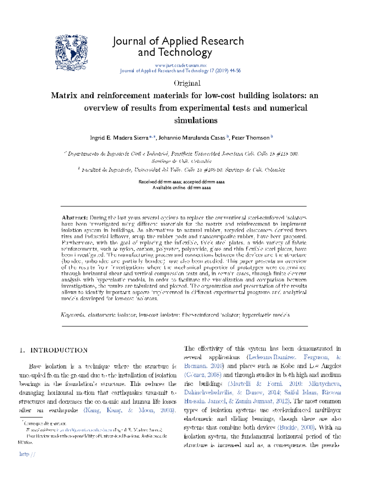 Artículo Matrix and reinforcement materials - Journal of Applied ...