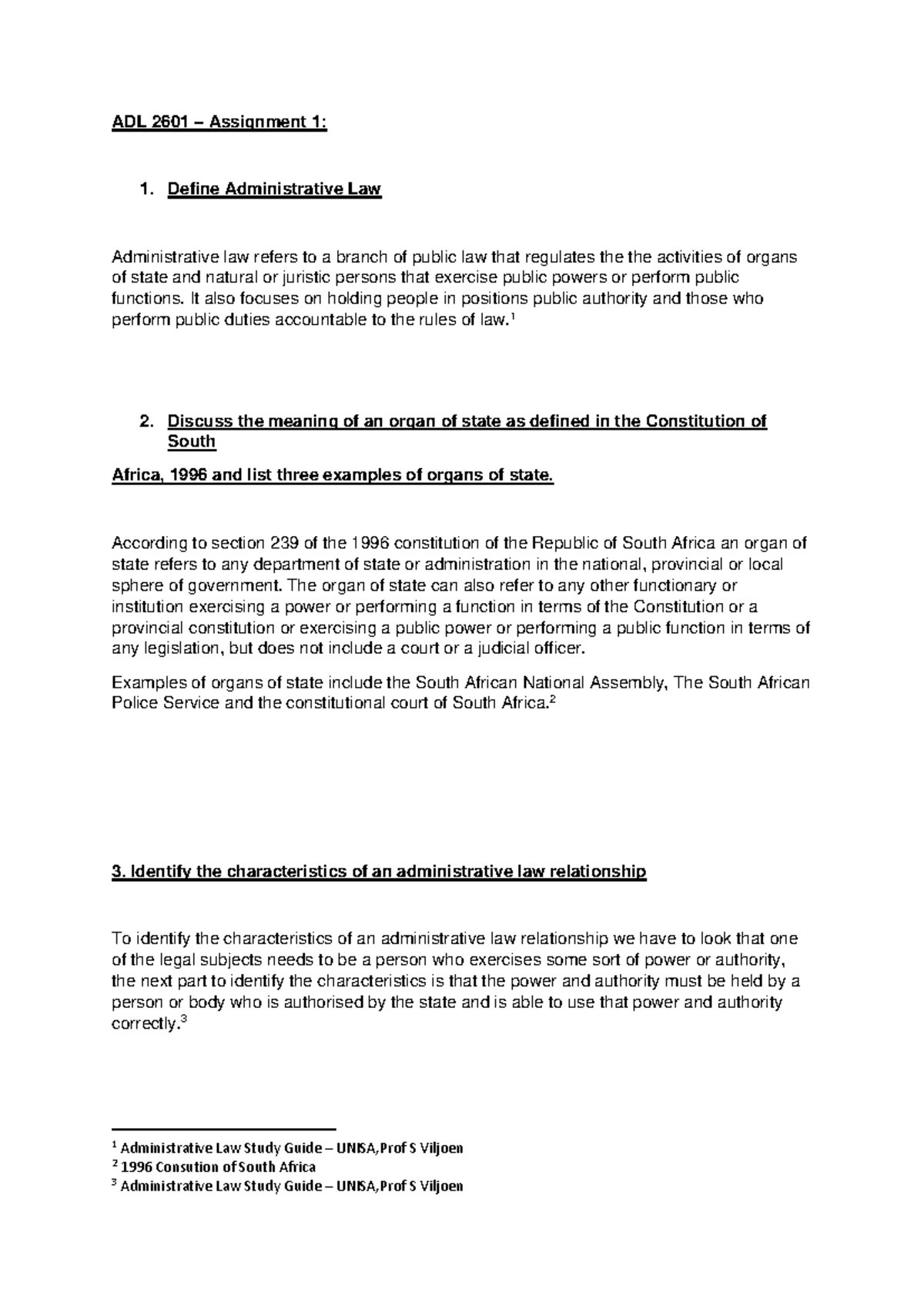 ADL 2601 pdf assignment - ADL 2601 – Assignment 1: 1. Define Administrative Law Administrative ...