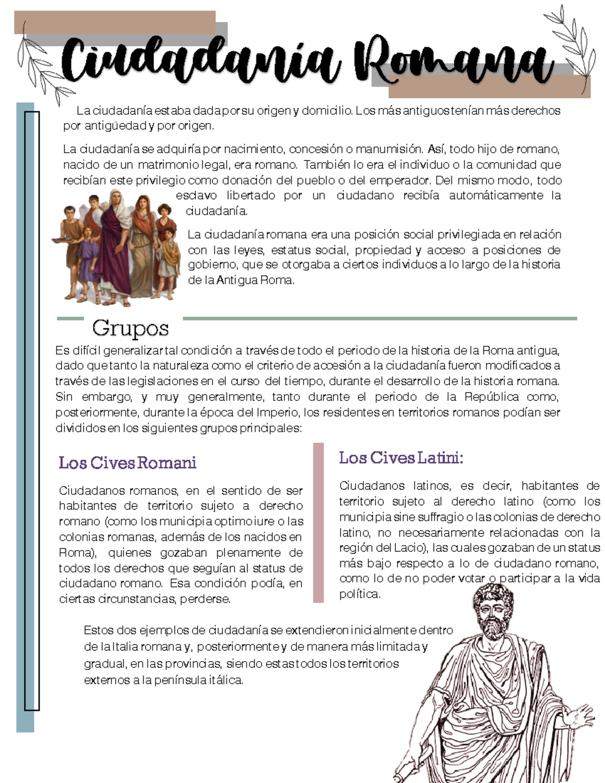 Cuidadania Romana - La ciudadanÌa estaba dada por su origen y domicilio ...