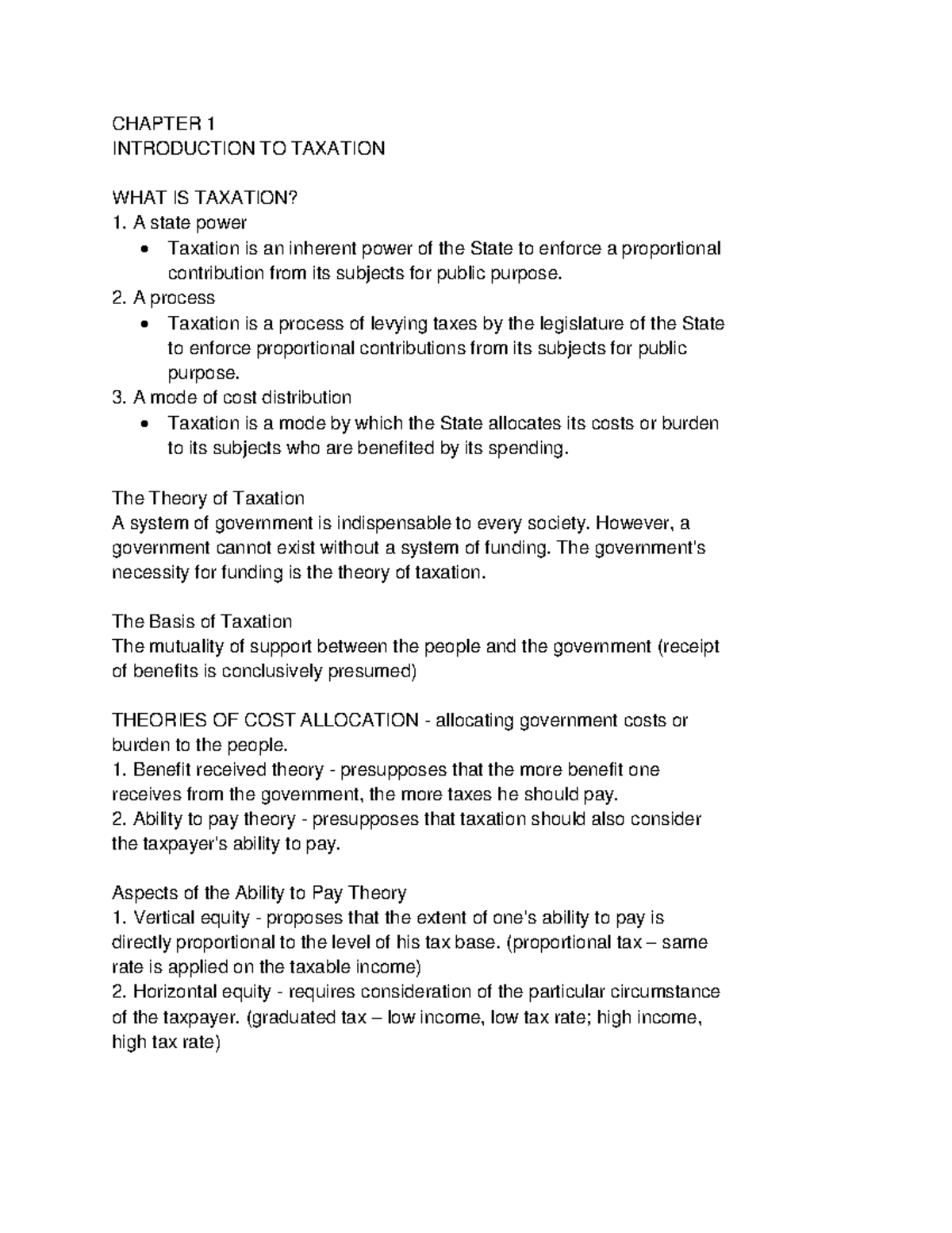 Chapter 1 income taxation - CHAPTER 1 INTRODUCTION TO TAXATION WHAT IS ...
