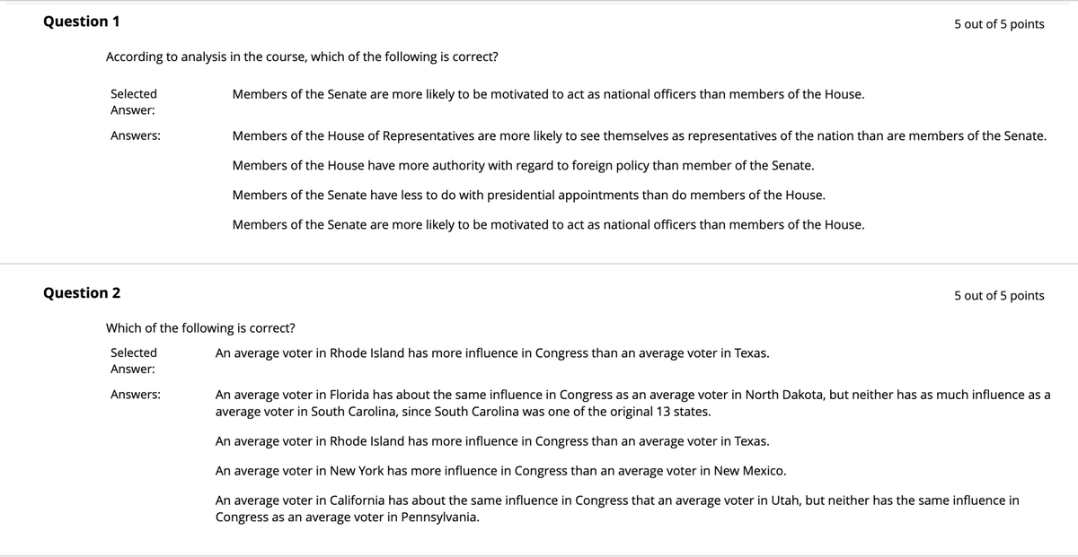 Unit 4 test - American Gover & Politics - Question 1 5 out of 5 points ...