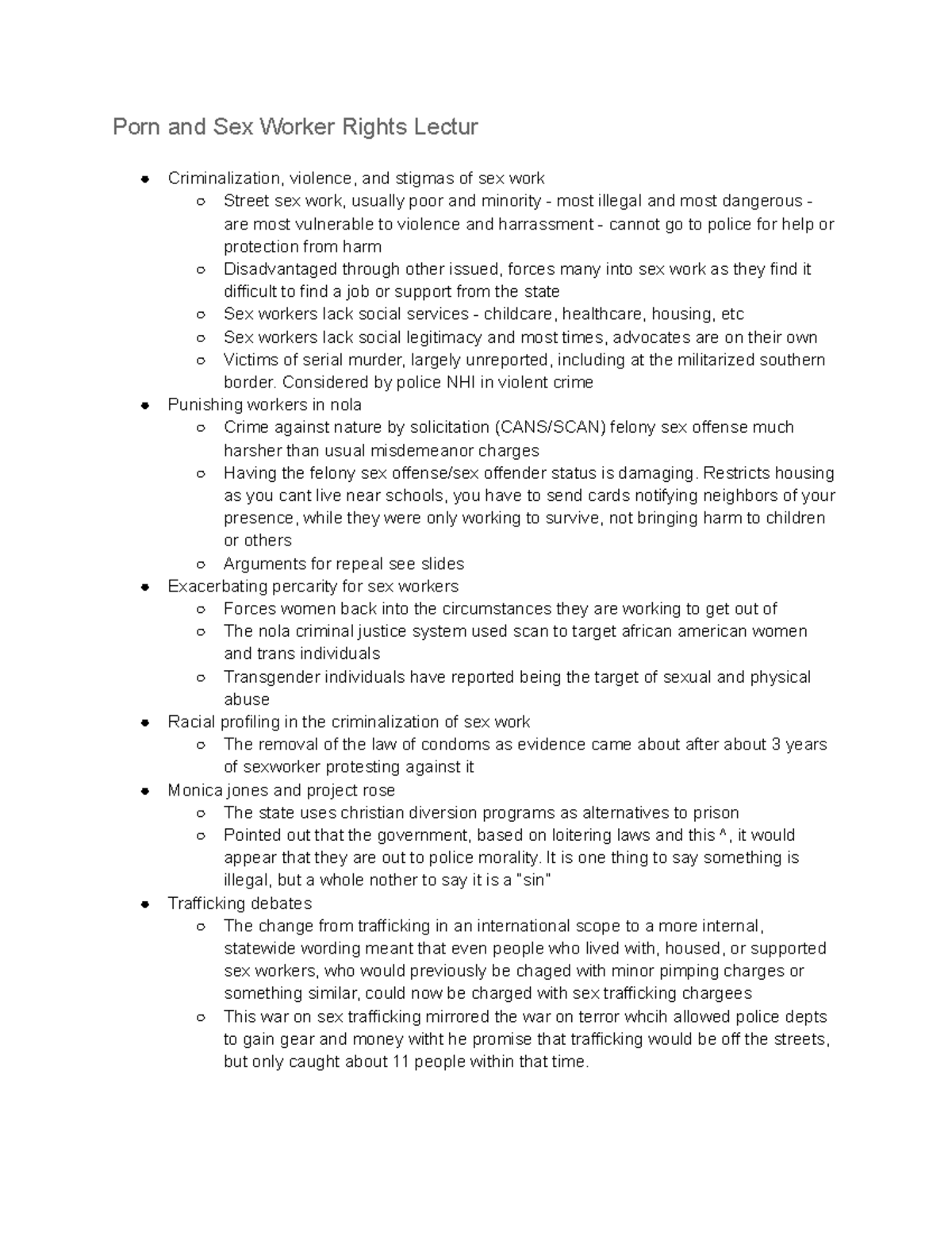 Porn And Sex Worker Rights Lecture Notes Porn And Sex Worker Rights Lectur Criminalization