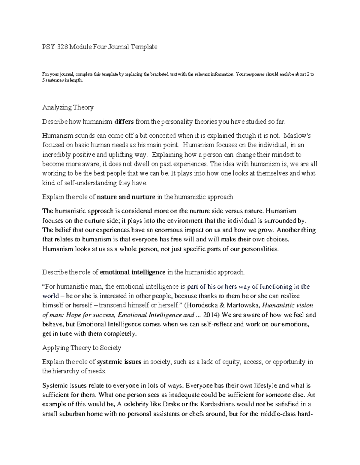 PSY 328 MOD 4 Journal RAM - PSY 328 Module Four Journal Template For ...