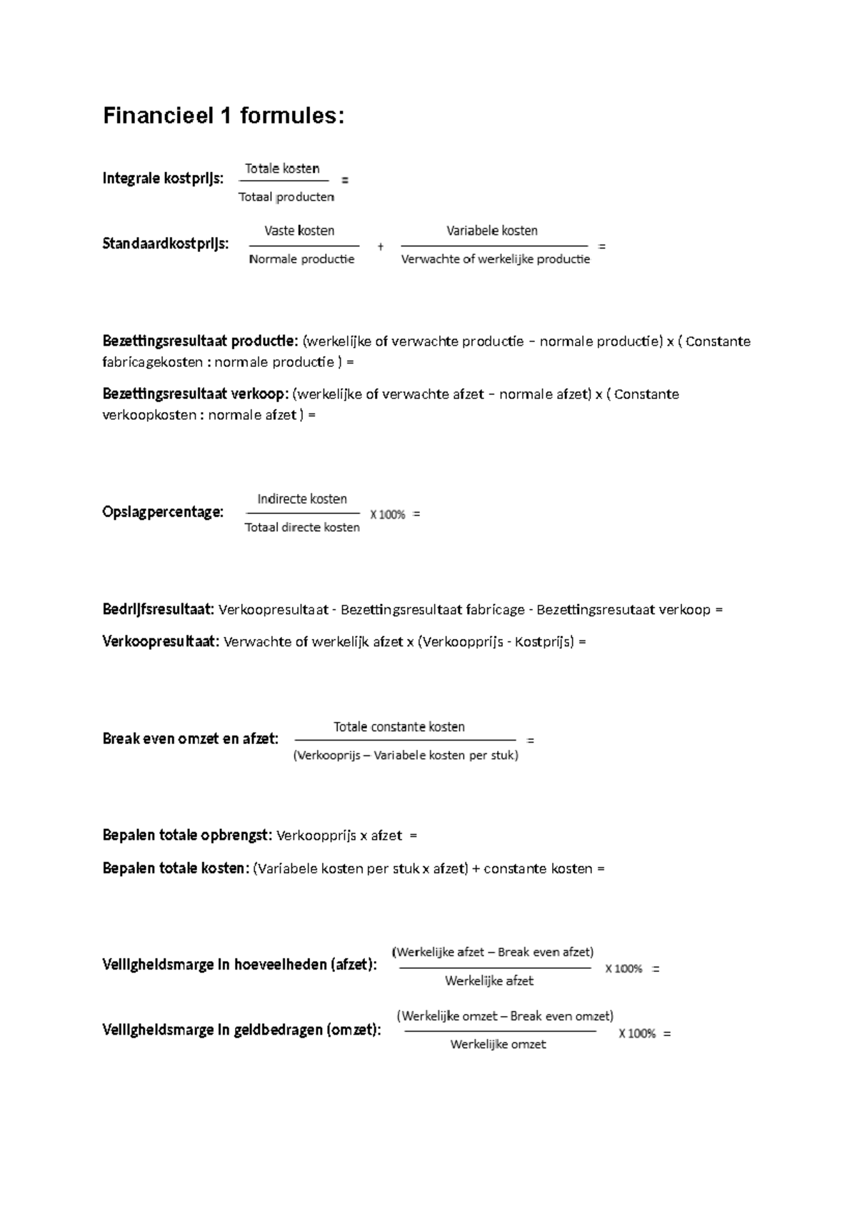 Financieel 1 - Notities en Formules - Financieel 1 formules: Integrale ...