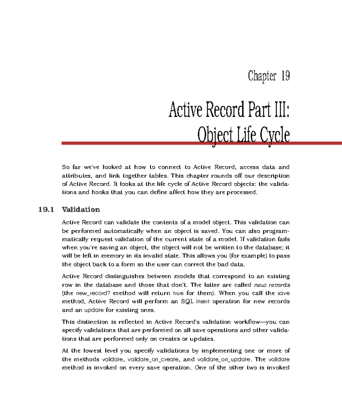 Chapter 19 - Active Record.. Object Life Cycle - Chapter 19 Active ...