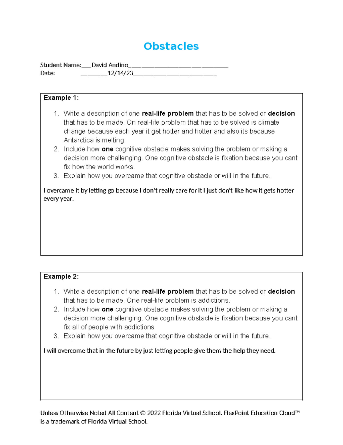 4.04 template - i just needed the premium. - Obstacles Student Name ...