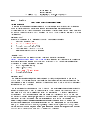 MGMT 320 - Position Paper 10 Blue Ocean V2 Instructions - ENTSP/MGMT ...
