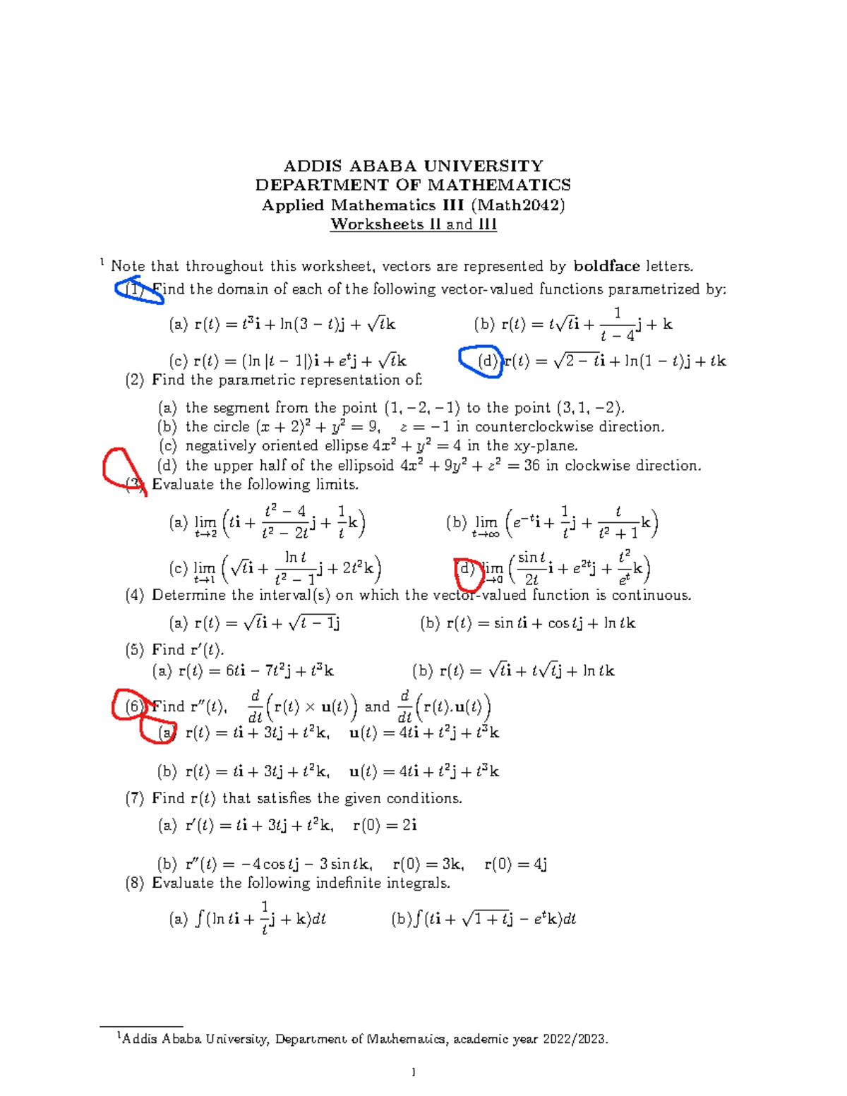 Ass I Assignment On Applied Mathematics 3 Addis Ababa University Department Of Mathematics