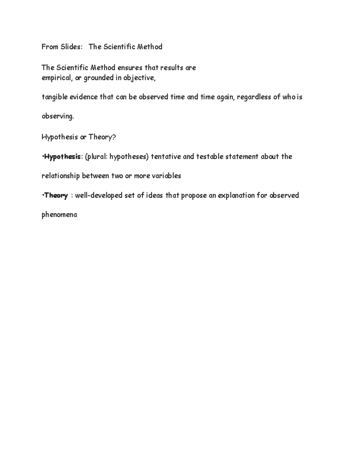 Psychological Research notes 1 - From Slides: The Scientific Method The ...
