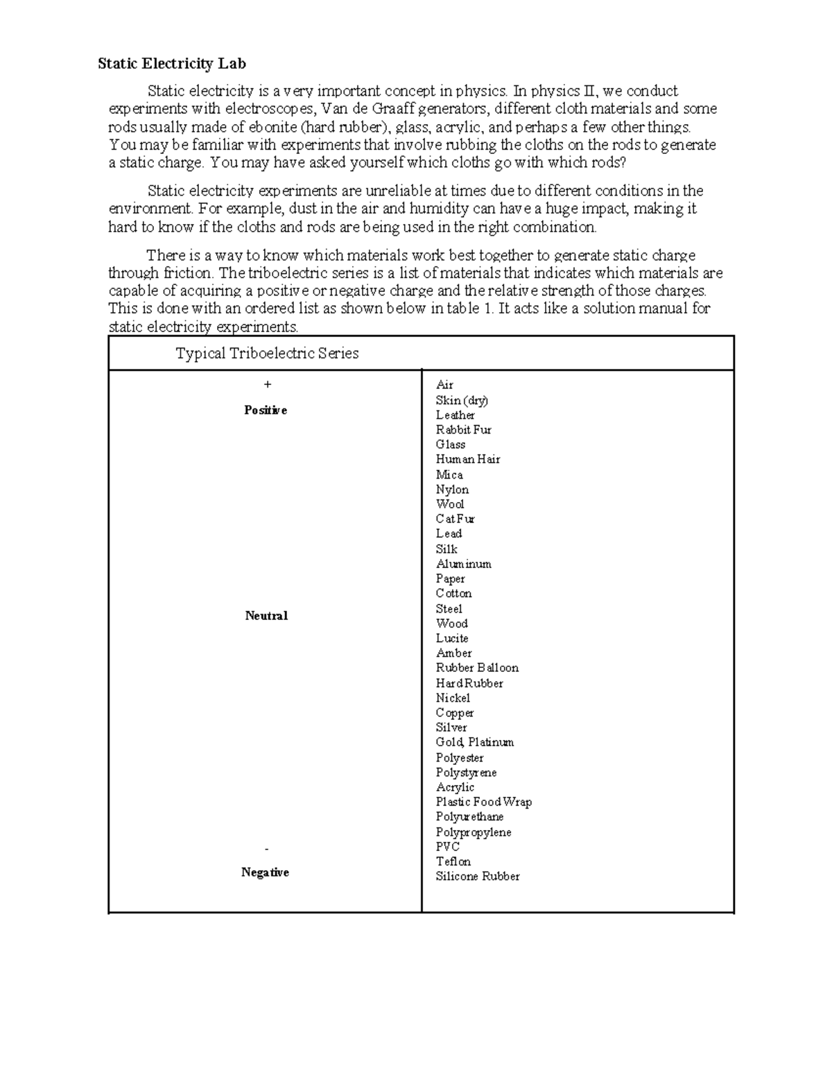 Static Electricity Virtual Lab - PHET - Static Electricity Lab Static ...