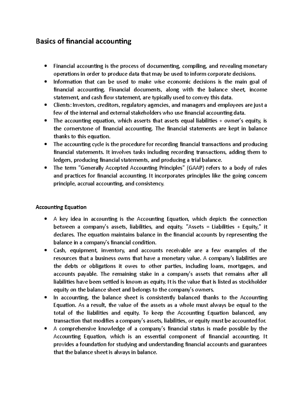 Lecture Notes - Basics of financial accounting - Basics of financial ...