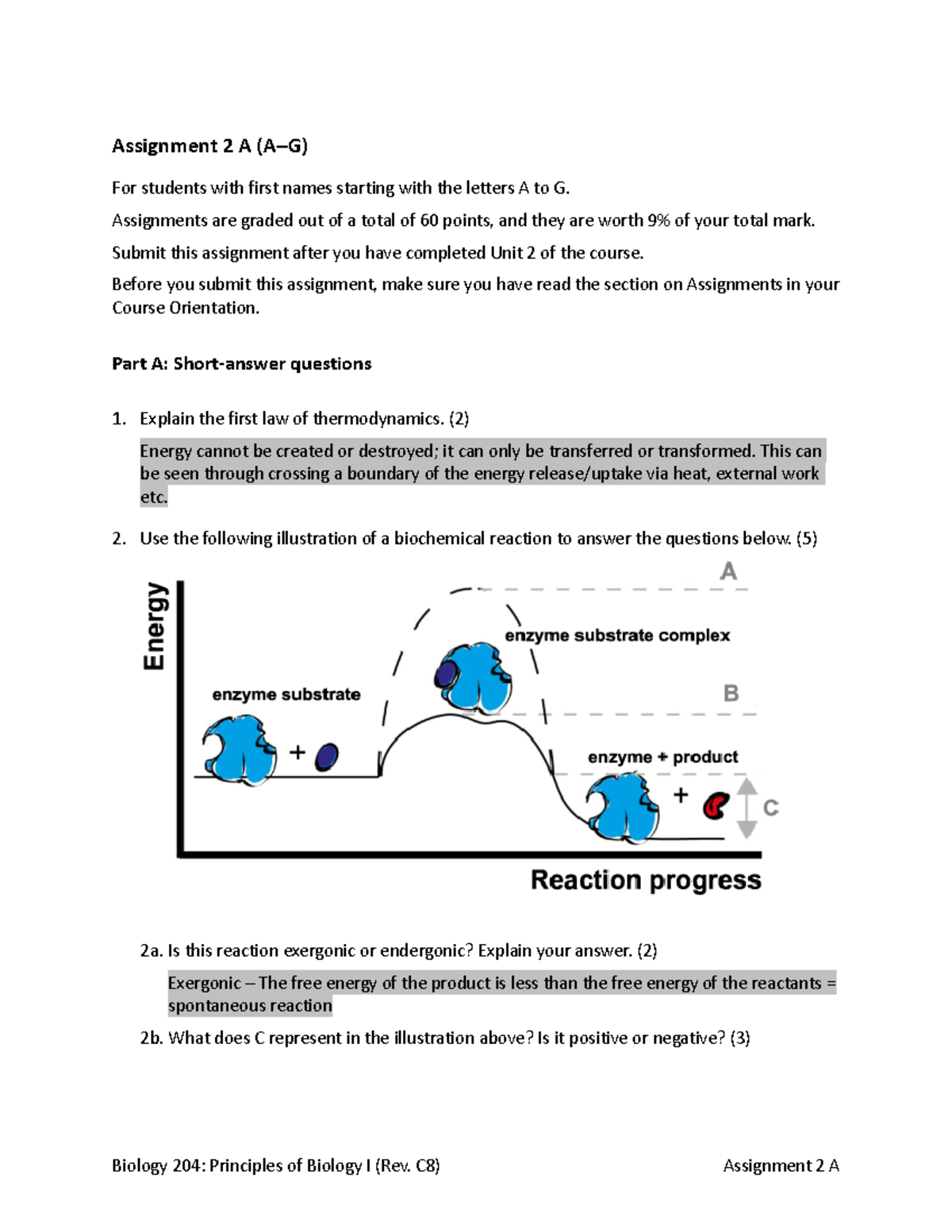 Assignment 2A (A G) - Assignment 2 A (A–G) For students with first ...