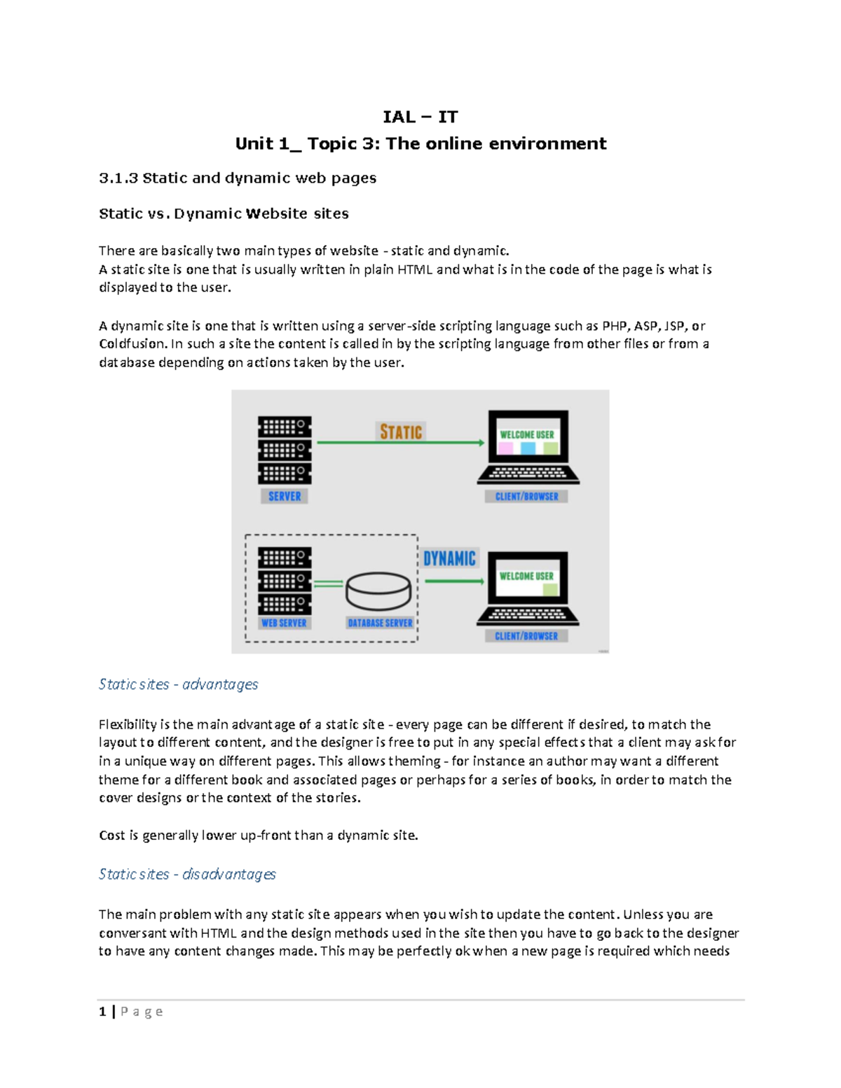 Topic 3 online env - clear alevel ICT notes - 1 | P a g e IAL – IT Unit ...