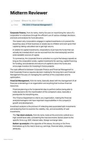 Bclte- Reviewer - Financial Management - Studocu