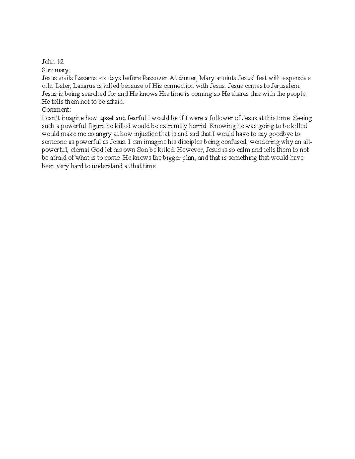 John 12 - An in-depth summary of John 12. Includes a summary and ...