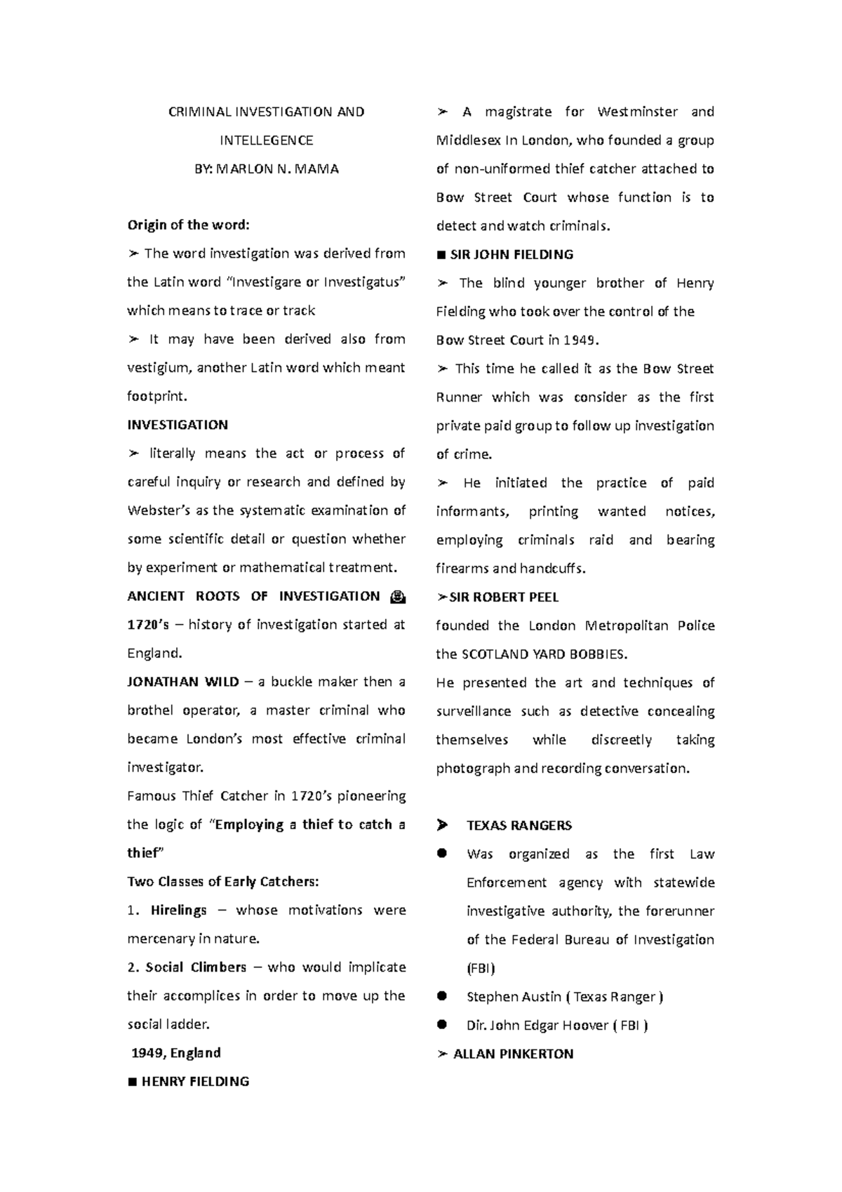 Fundamentals OF CRIM INV - CRIMINAL INVESTIGATION AND INTELLEGENCE BY ...