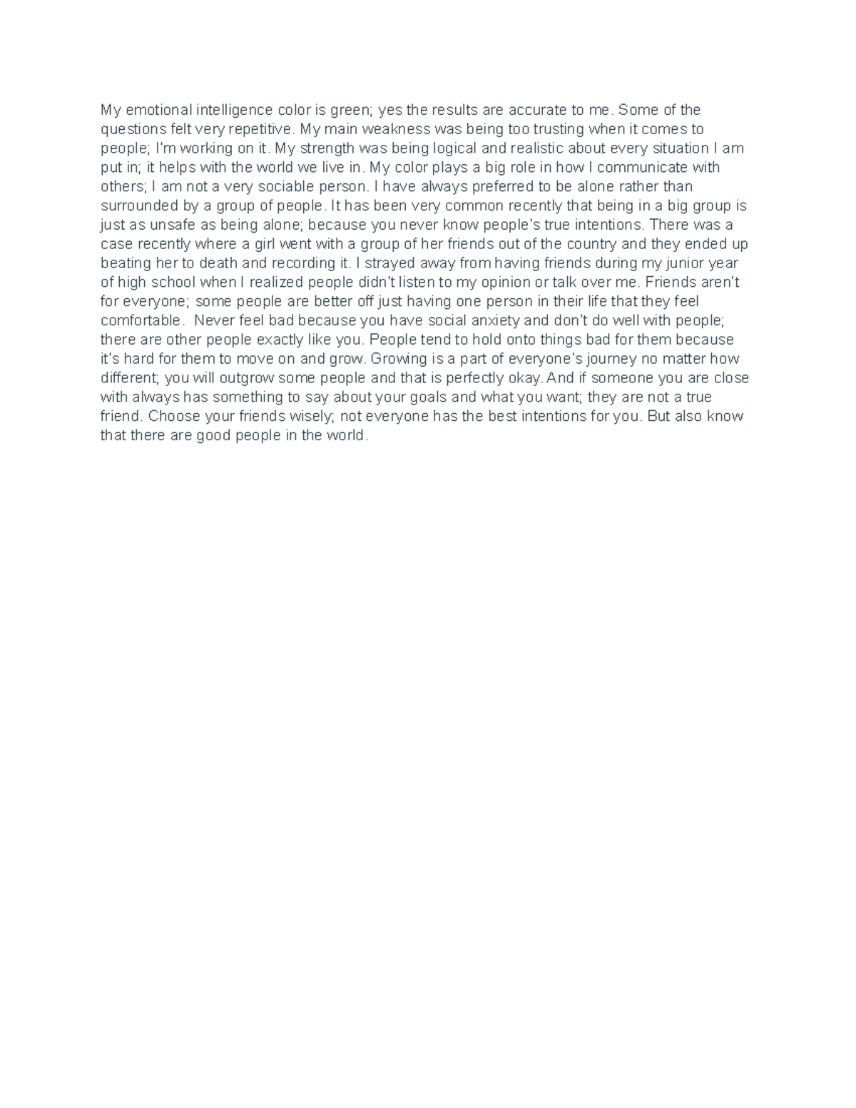 Emotional intellegence essay - My emotional intelligence color is green ...