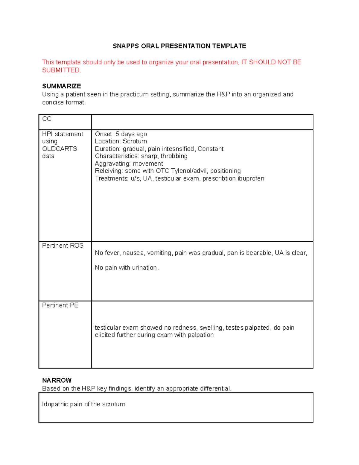 FNP NR511 Week 2 Snapps Template for Oral Presentation (09-2019 ...