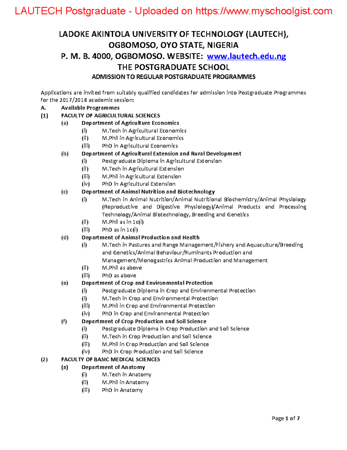 Lautech-Postgraduate-advert - LADOKE AKINTOLA UNIVERSITY OF TECHNOLOGY ...