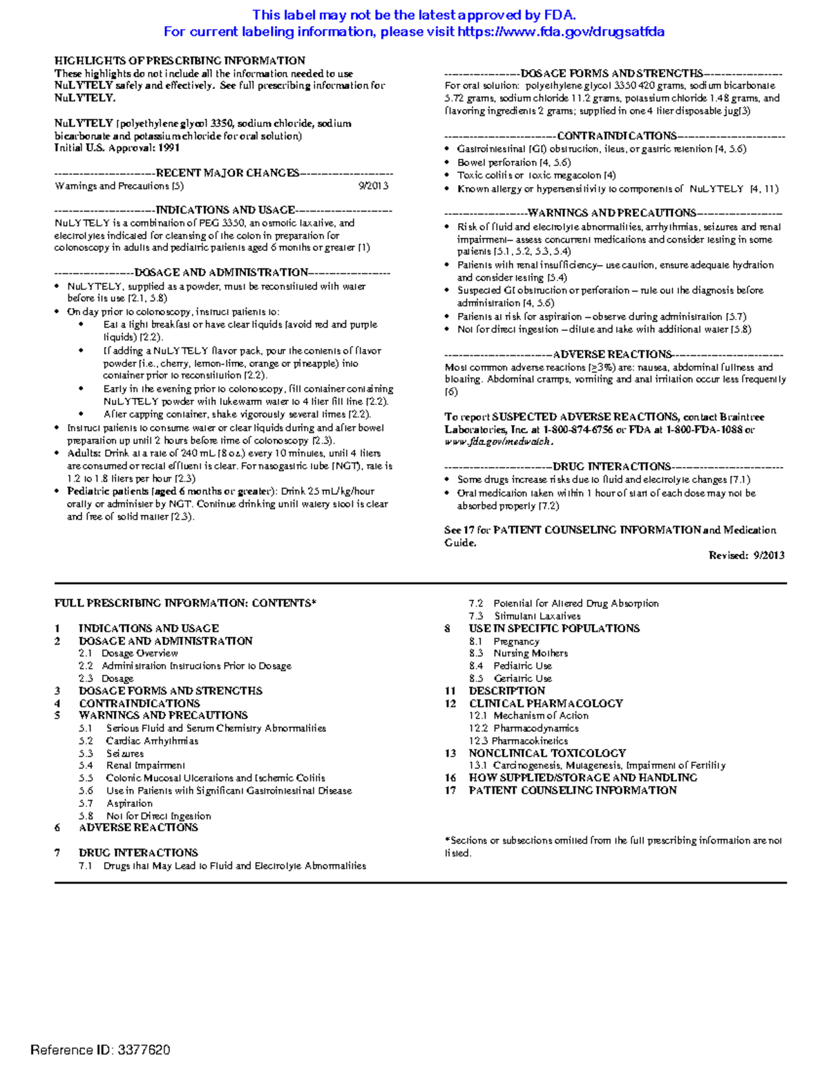 Nulytely FDA - .... - HIGHLIGHTS OF PRESCRIBING INFORMATION These highlights do not include all ...