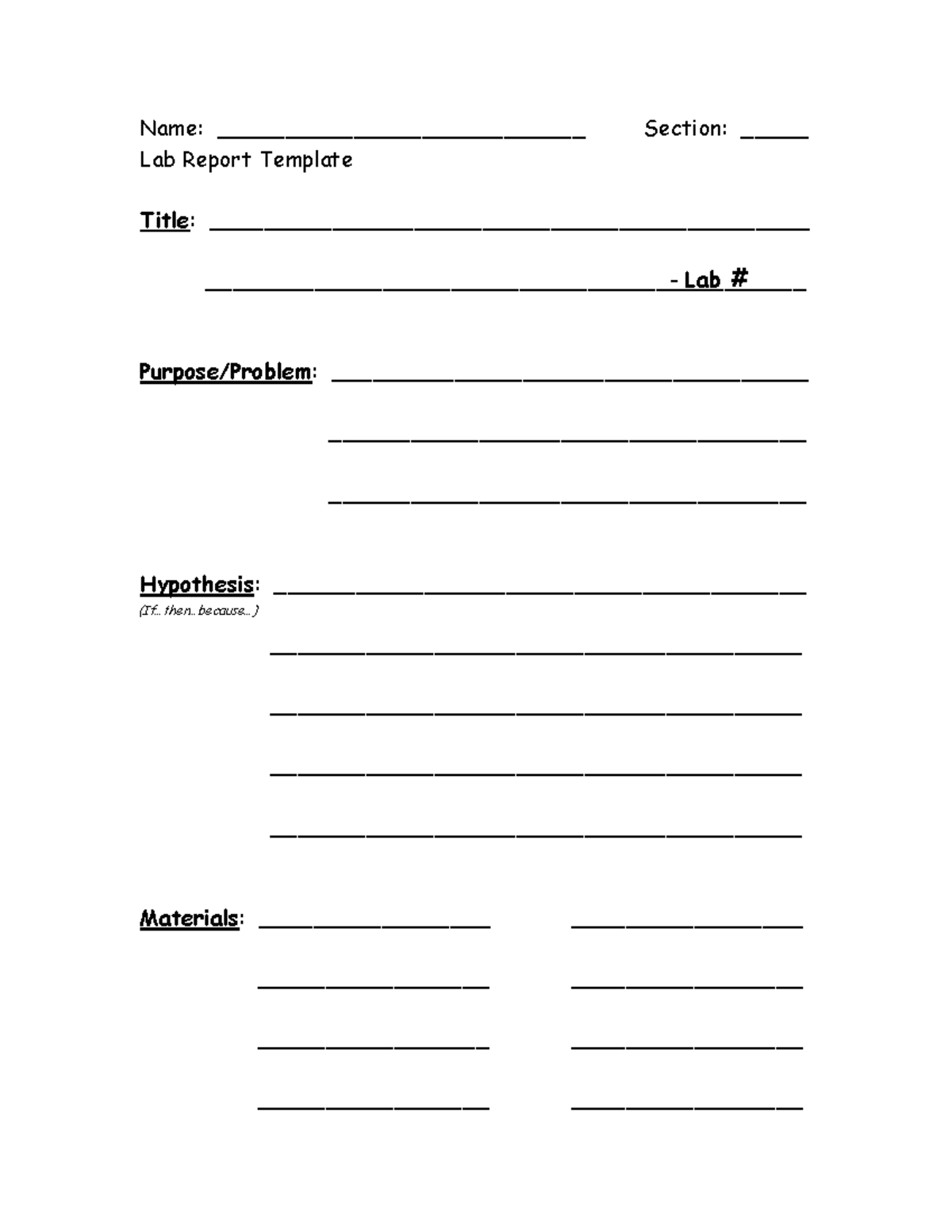 Lab report template - Summary Transition To Adult Life - Name