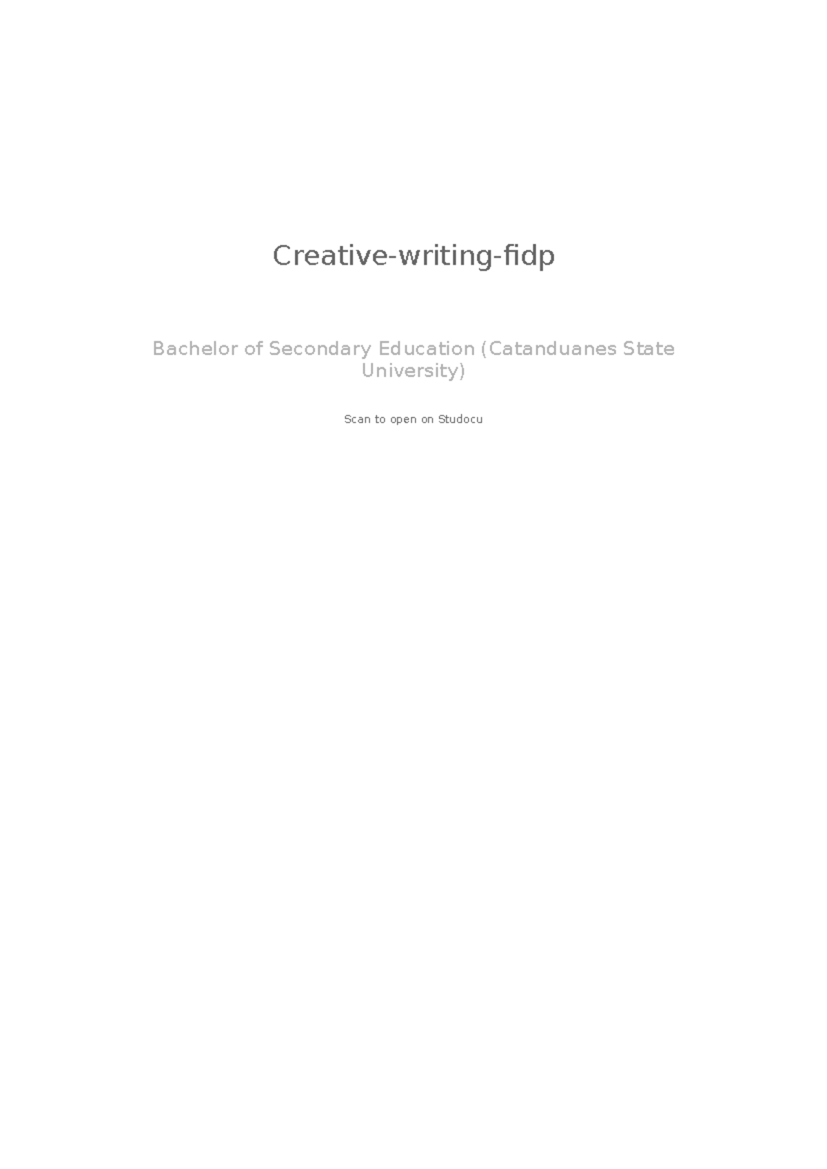 Creative-writing-fidp - Creative-writing-fidp Bachelor of Secondary ...