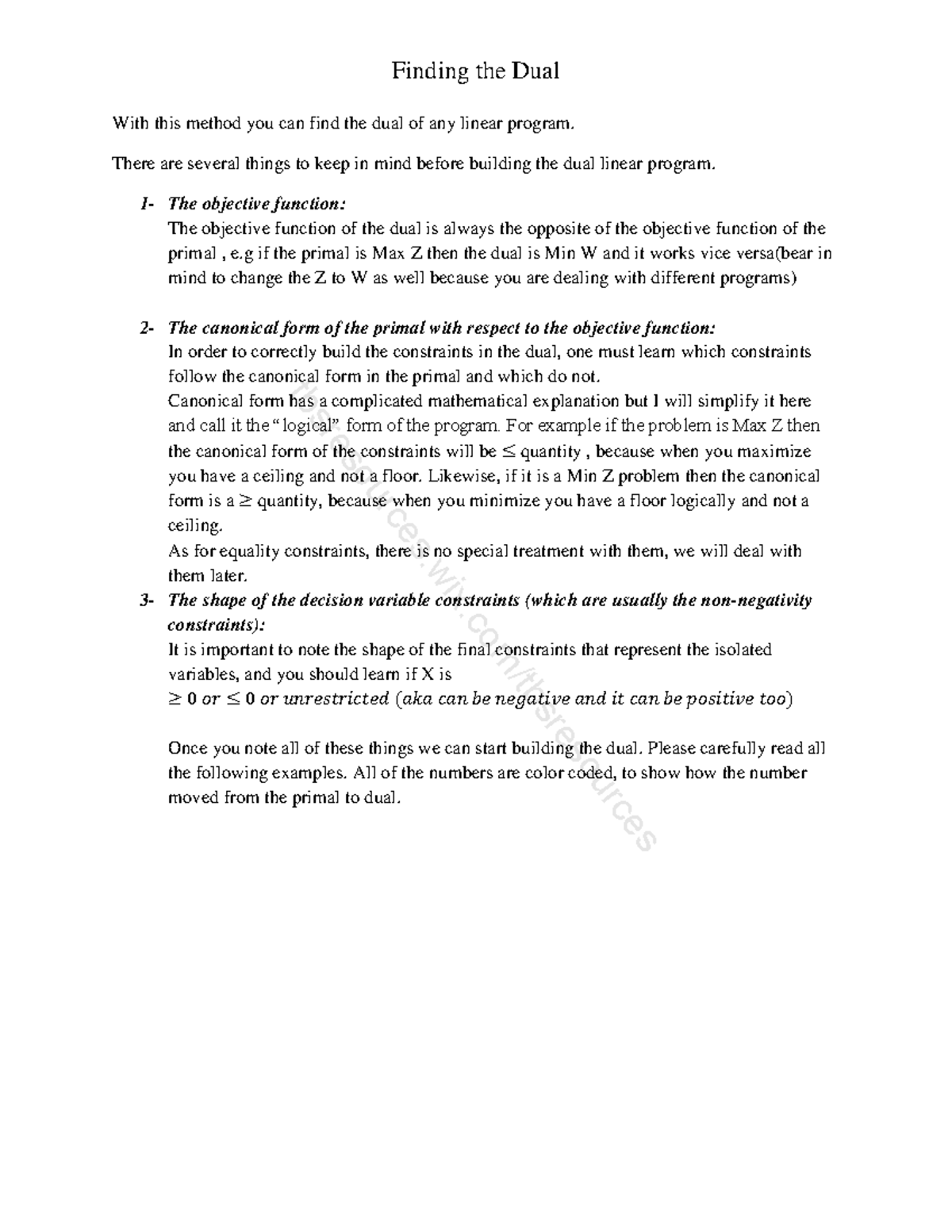 Finding the dual - linear programming - With this method you can find ...