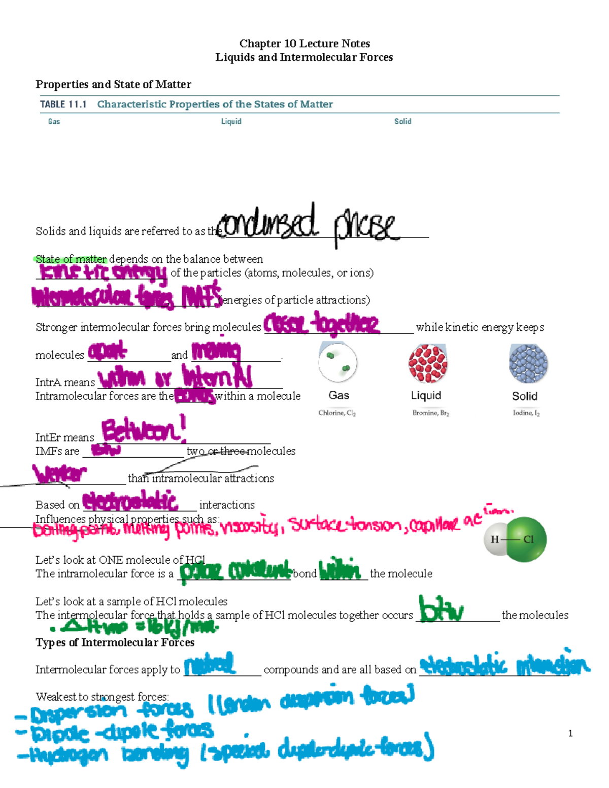 CHM113 Chapter 11 Lecture Notes copy - Chapter 10 Lecture Notes Liquids ...