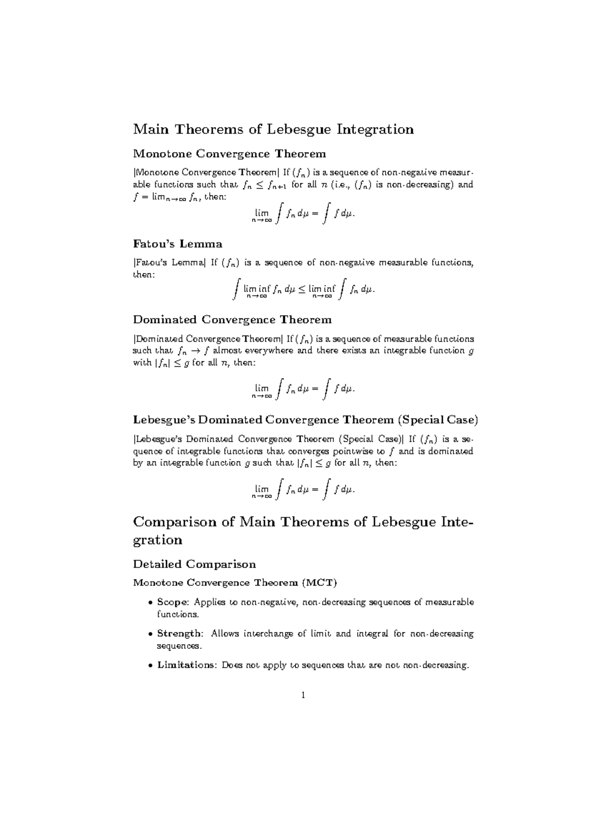 Measure gemini - Main Theorems of Lebesgue Integration Monotone ...