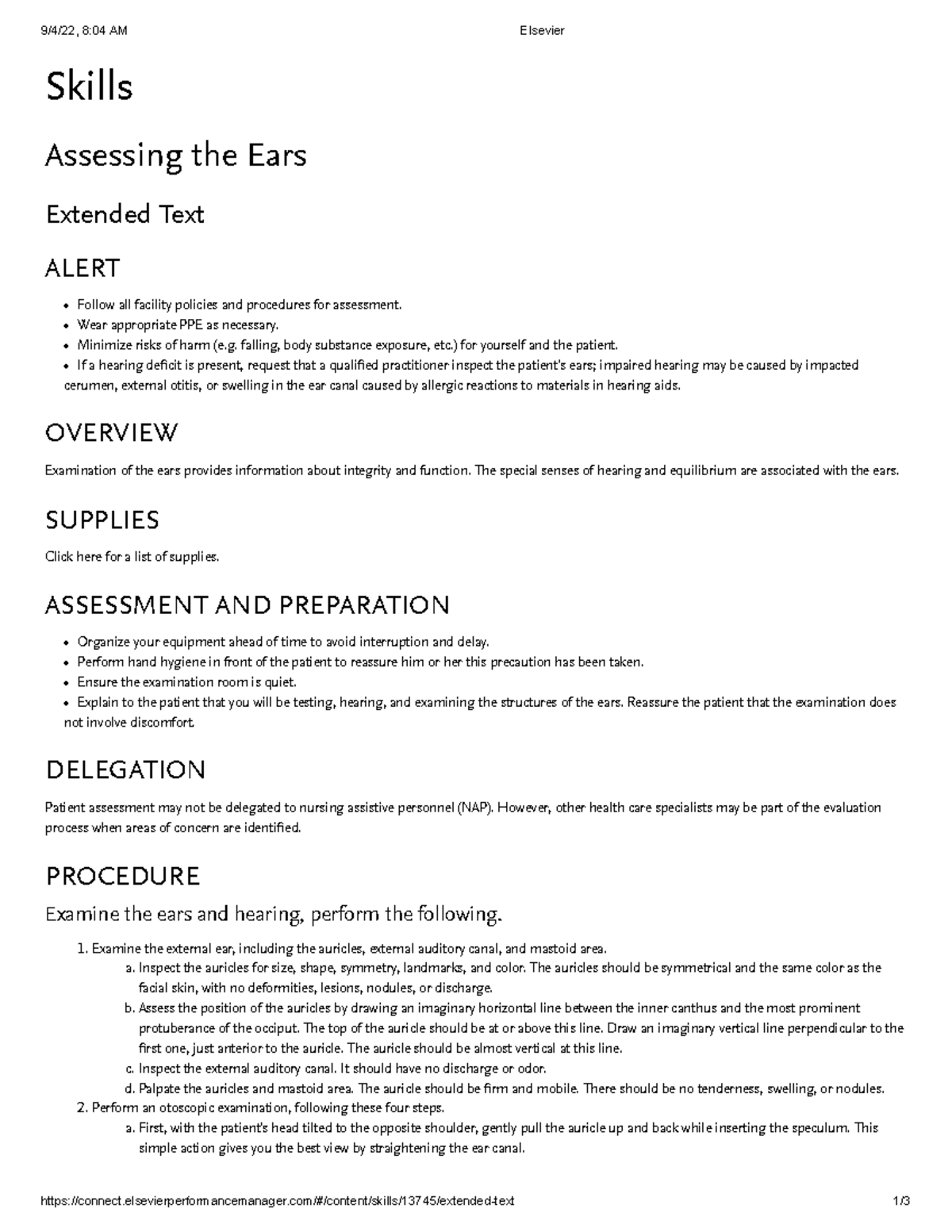 Ears Assessment- Extended Text - 9/4/22, 8:04 AM Elsevier - Studocu
