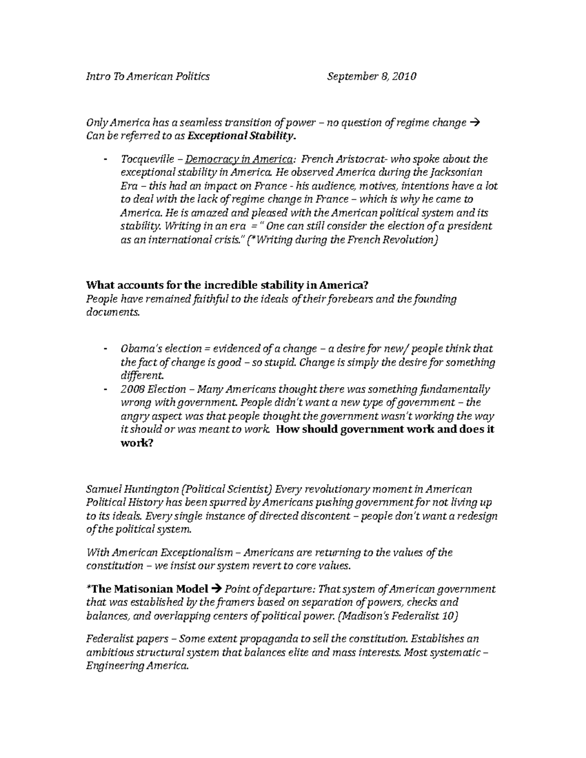 American politics 9.7 - Intro To American Politics September 8, 2010 ...