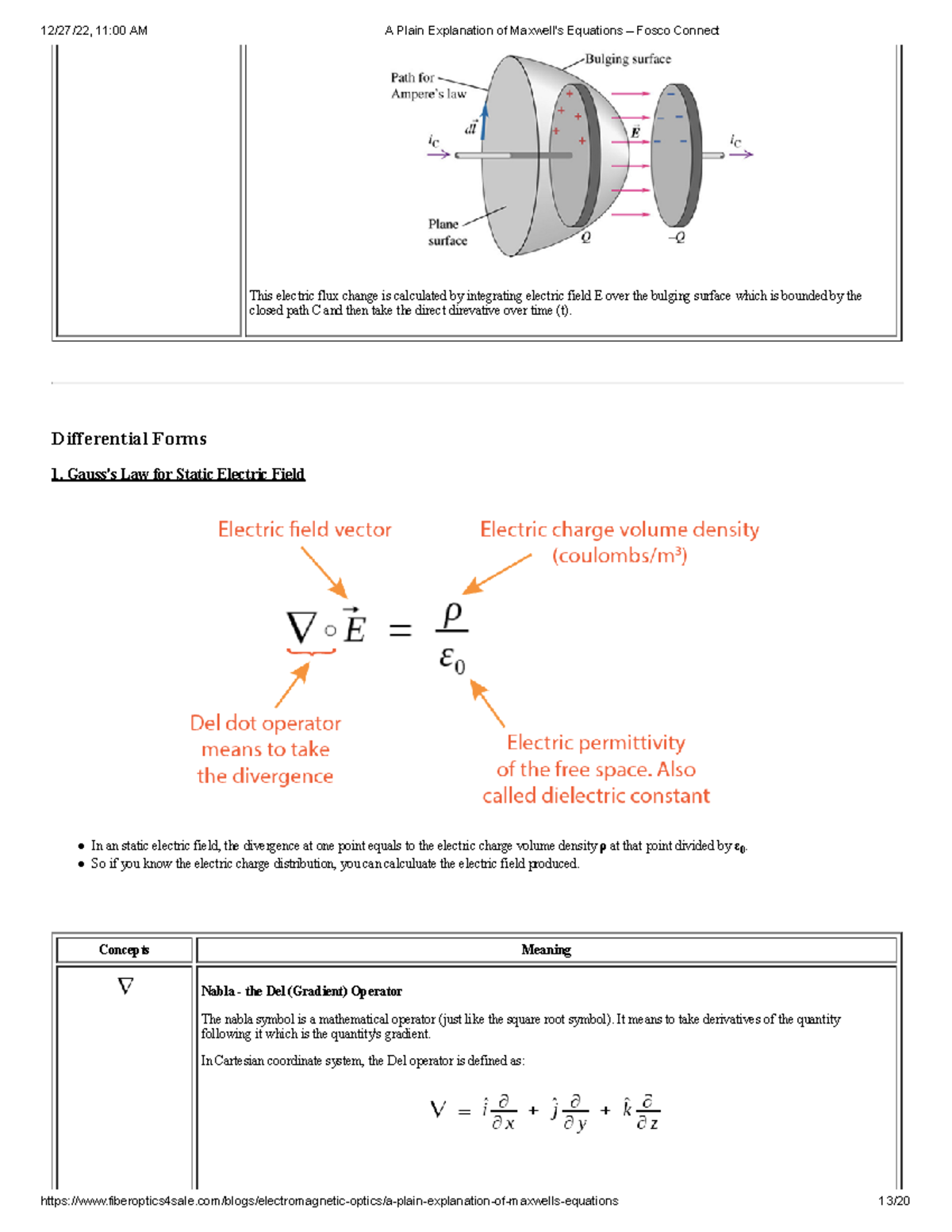 Maxwell eqns - This electric flux change is calculated by integrating ...