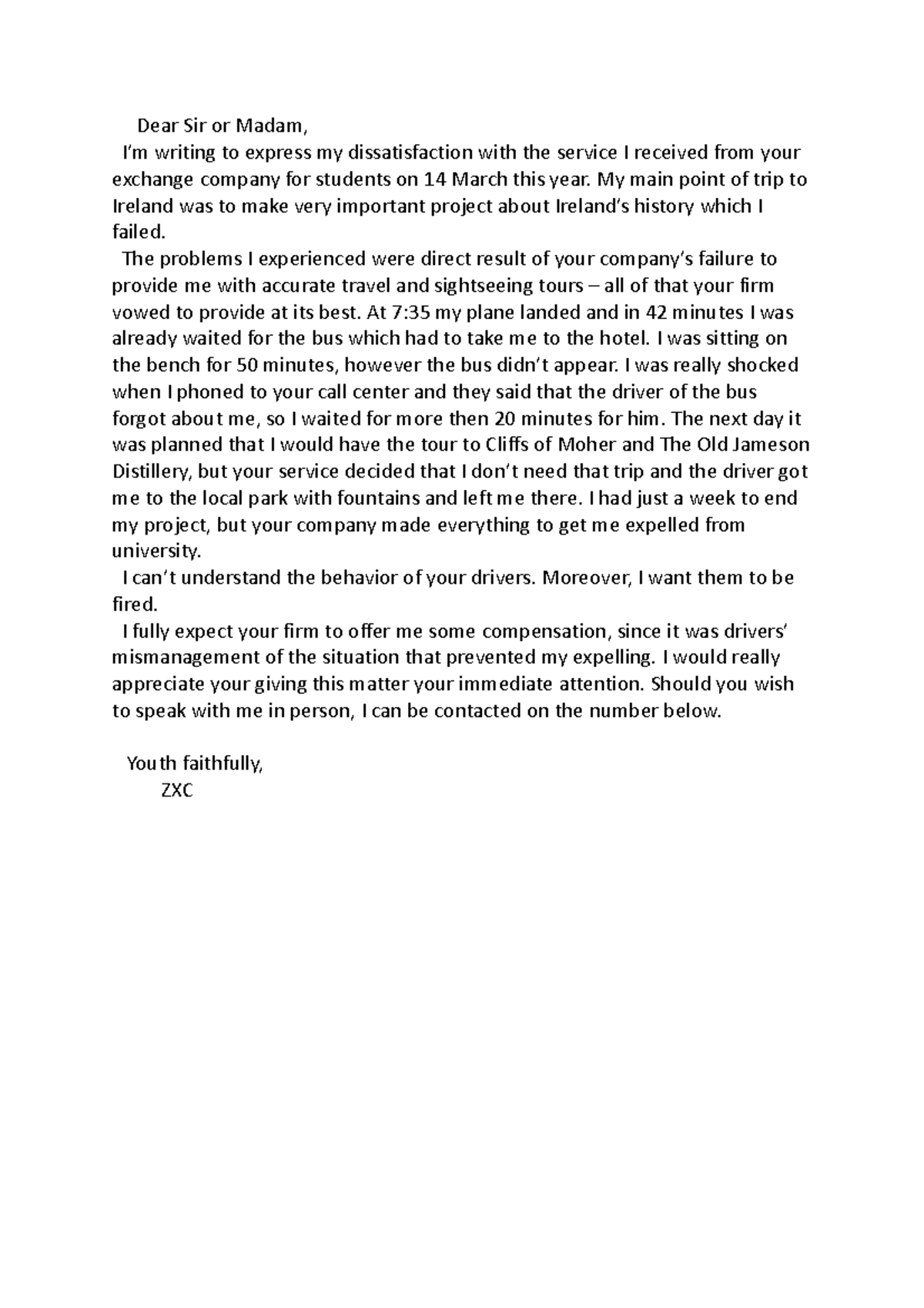 Dear Sir or Madam - нічого - Dear Sir or Madam, I’m writing to express ...