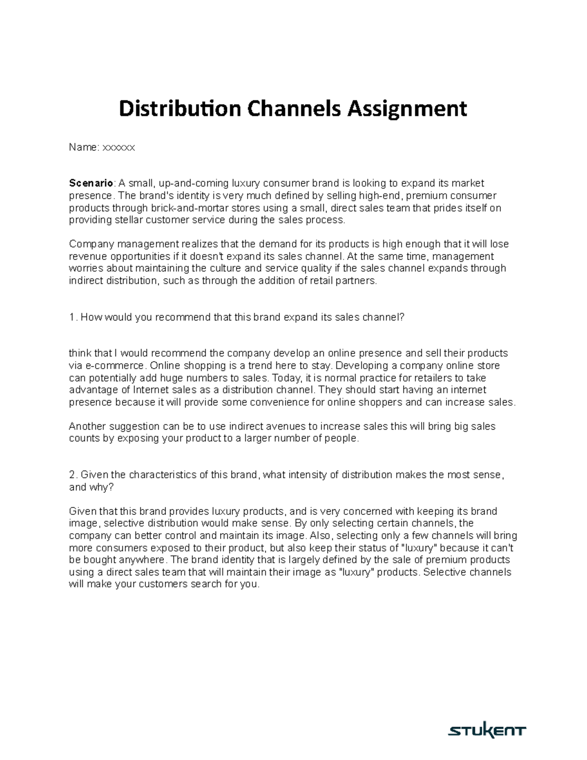 W11 Assignment-Distribution Channels - Distribution Channels Assignment ...
