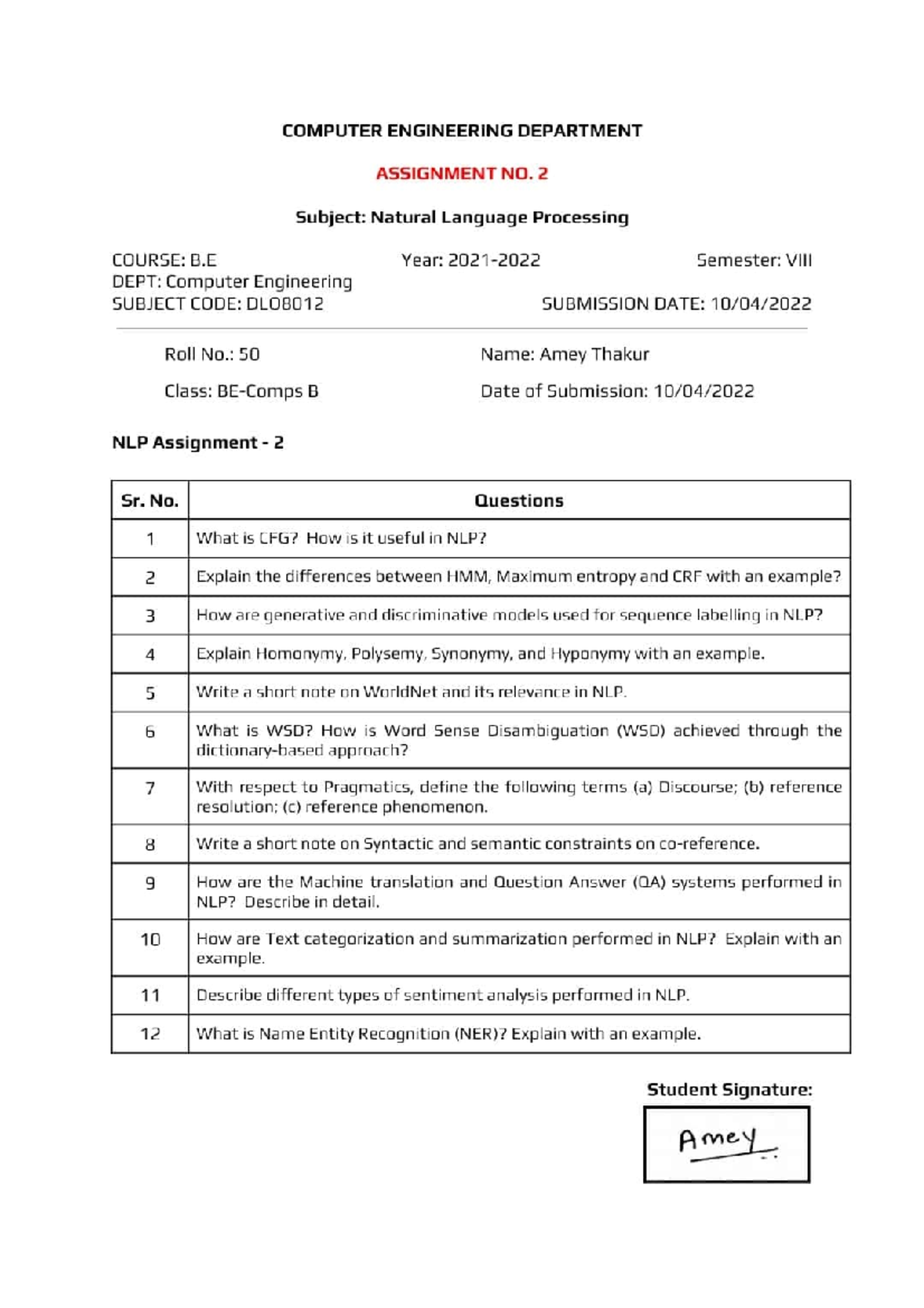 AMEY B-50 NLP Assignment-2 (1) - Copy - Copy - Copy - COMPUTER ENGINEERING DEPARTMENT ASSIGNMENT ...