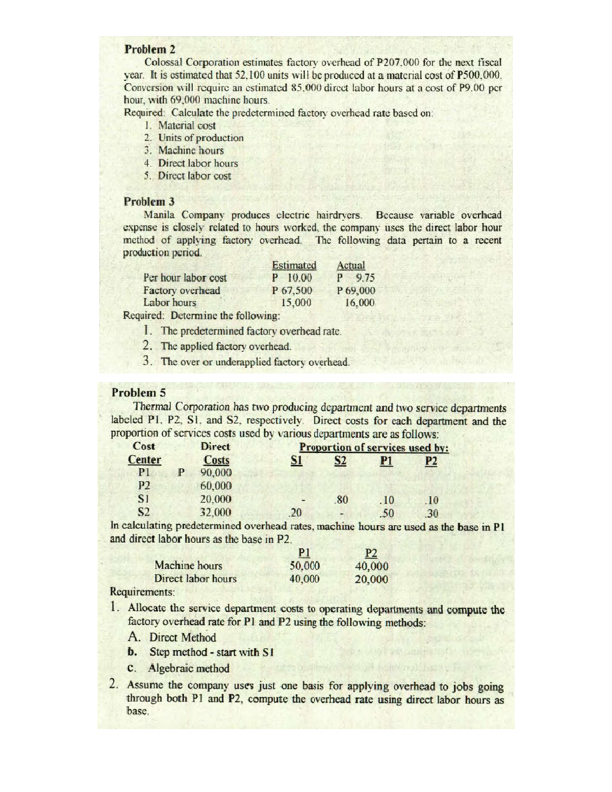 Factory-Overhead - Standard Factory Overhead Problems - Cost Accounting ...
