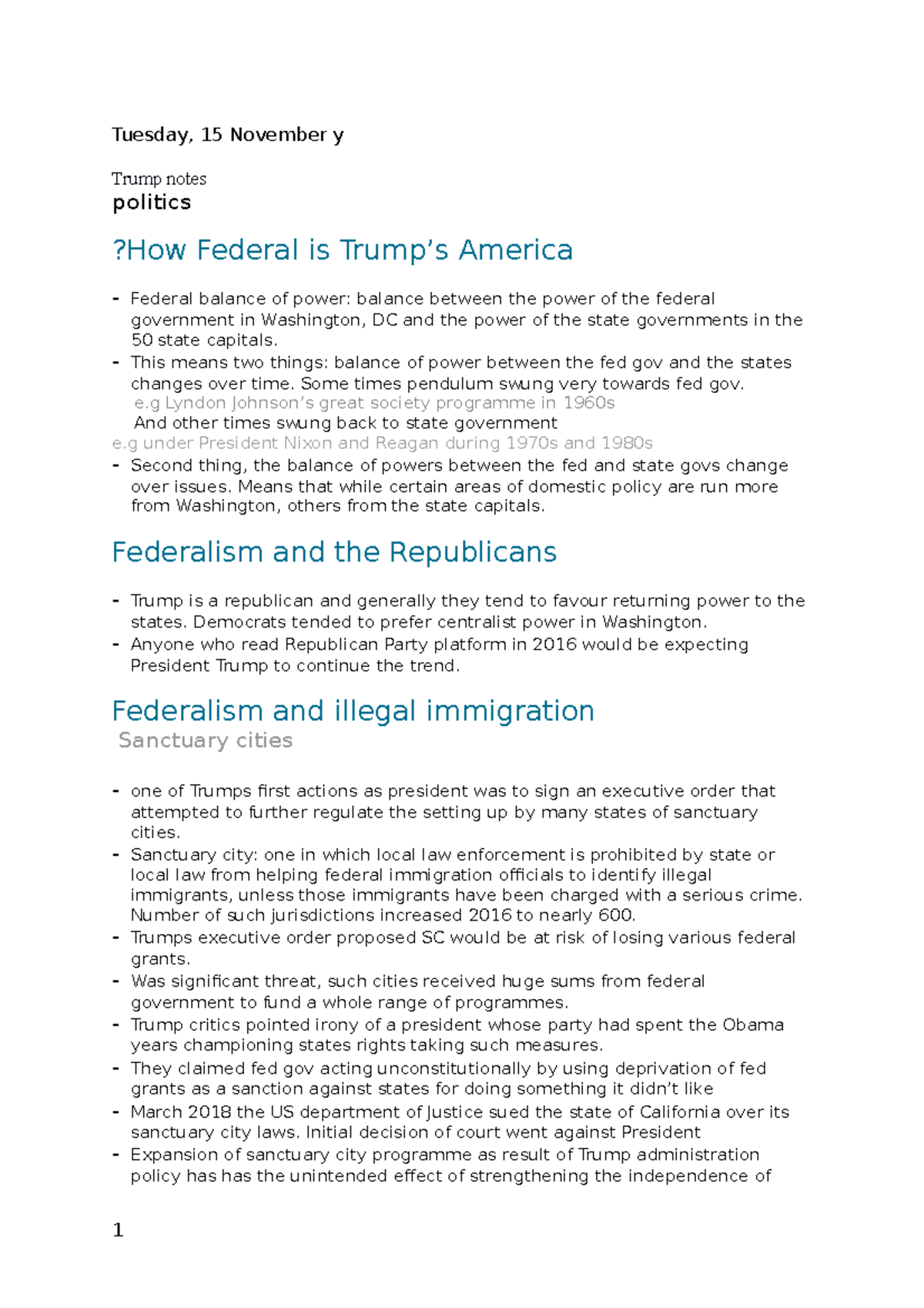 Note Taking 11 - General notes - Tuesday, 15 November y Trump notes ...