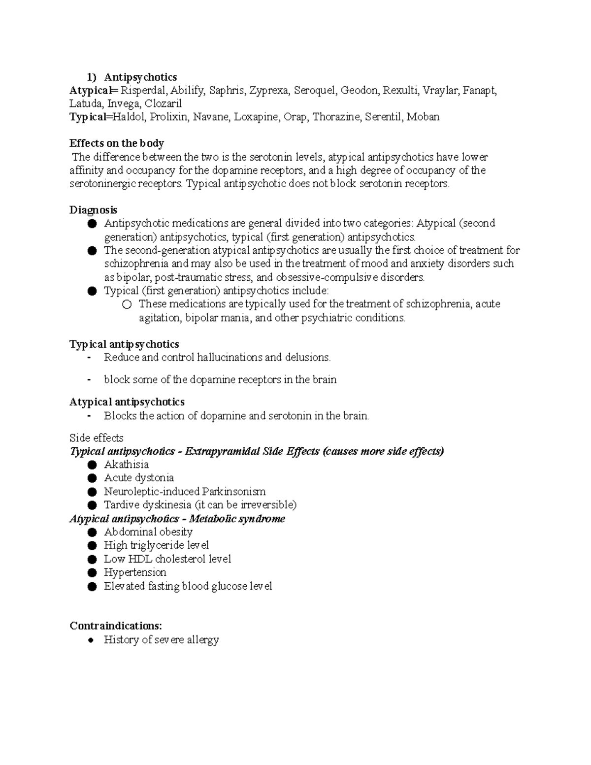 Psychotic medications - Antipsychotics Atypical= Risperdal, Abilify ...