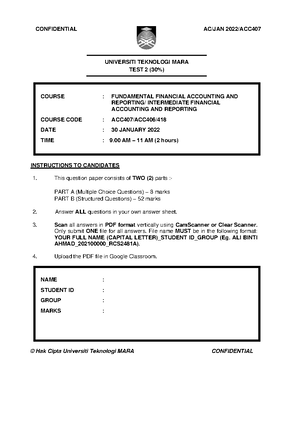 ACC407 Group Assigment Outline - UNIVERSITI TEKNOLOGI MARA (UITM ...