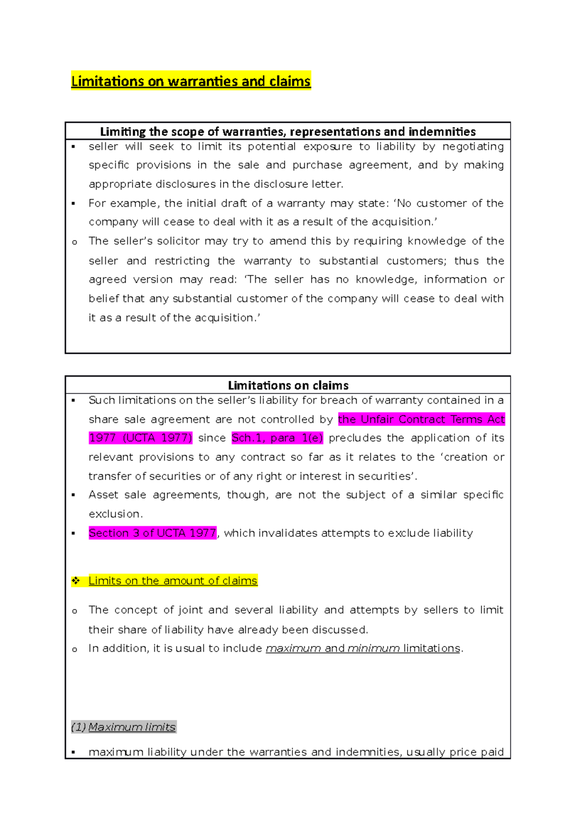 Limitations on warranties and claims - Limitations on warranties and ...
