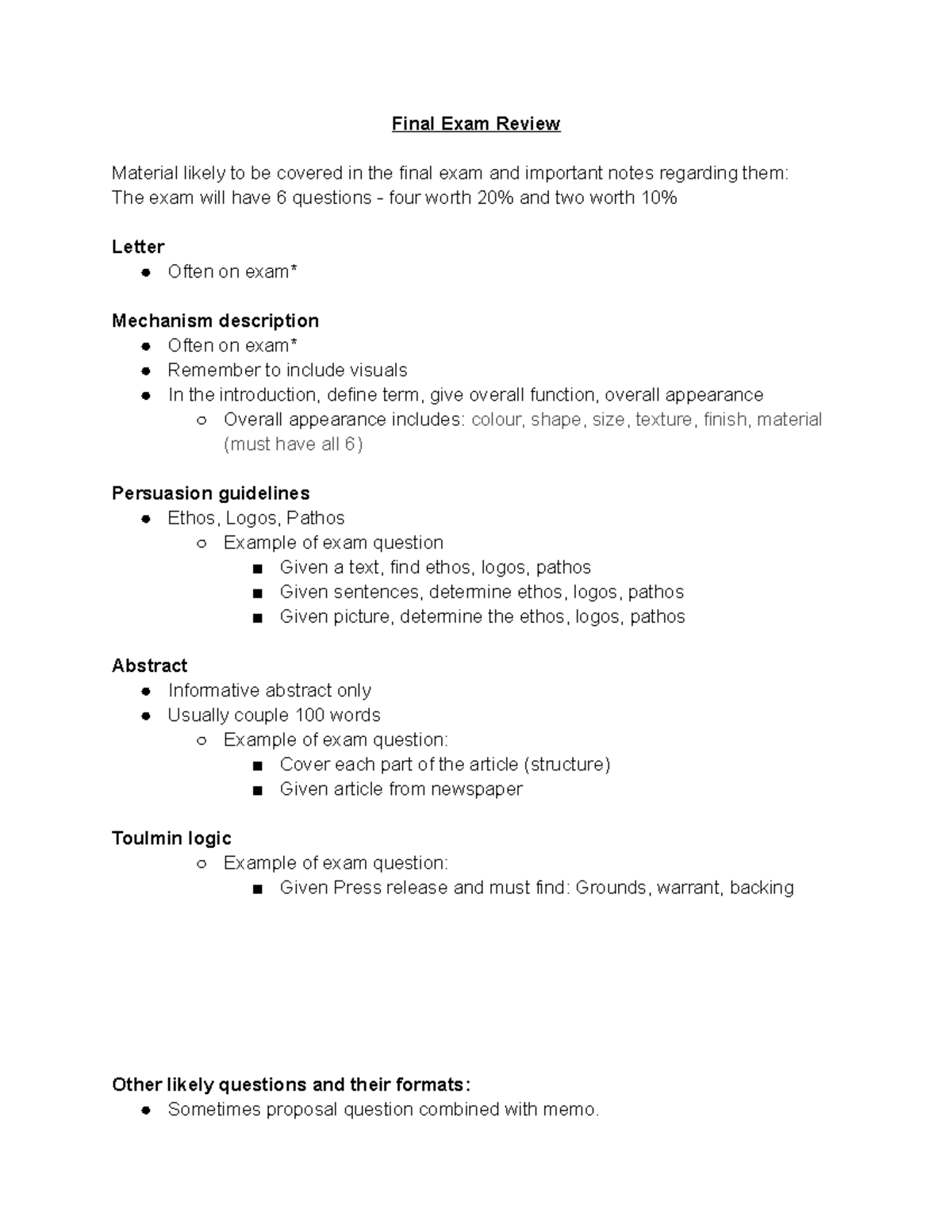 ENCS 282 Final Exam Review & Material - Final Exam Review Material ...