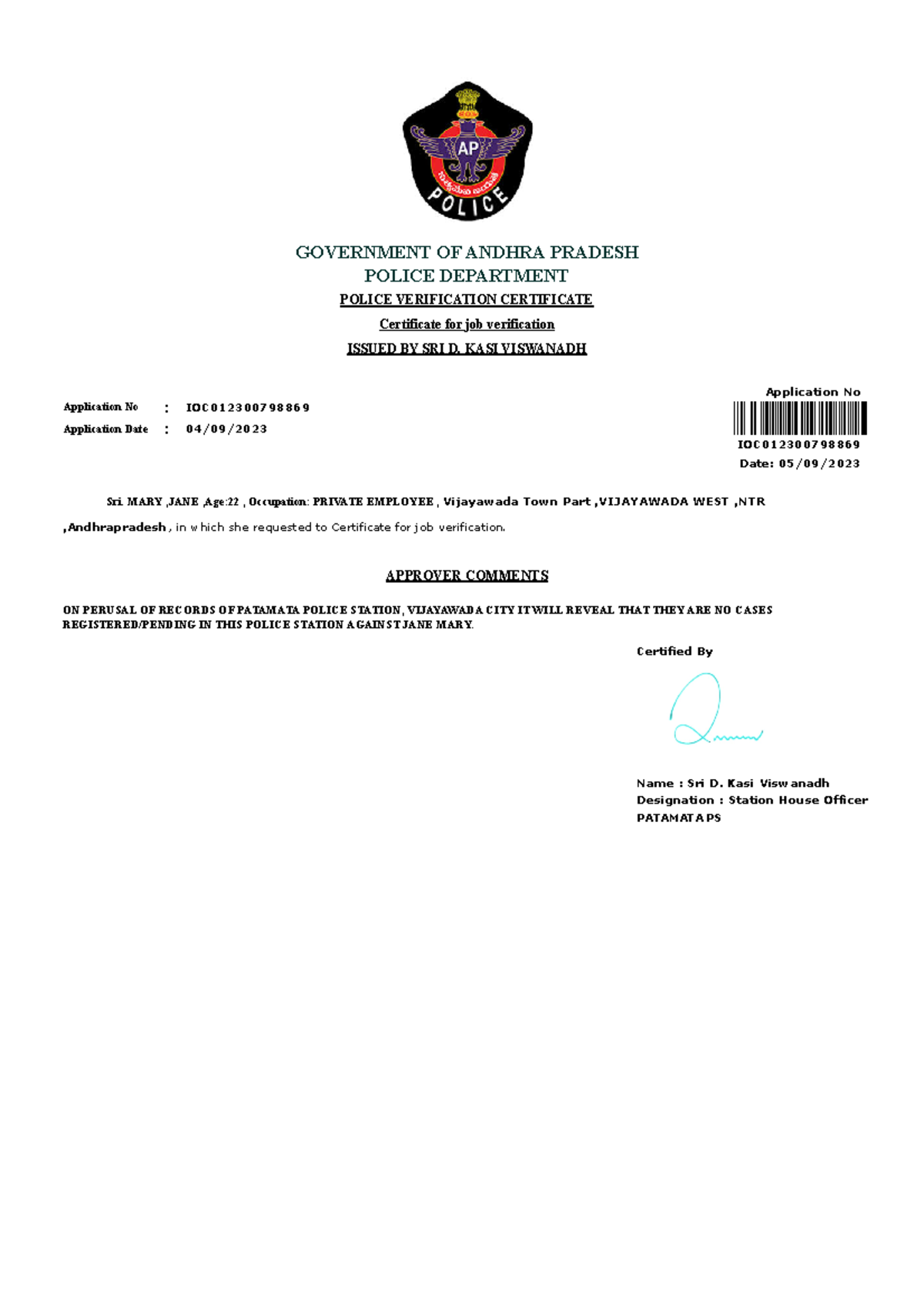 Download - need in job - GOVERNMENT OF ANDHRA PRADESH POLICE DEPARTMENT ...