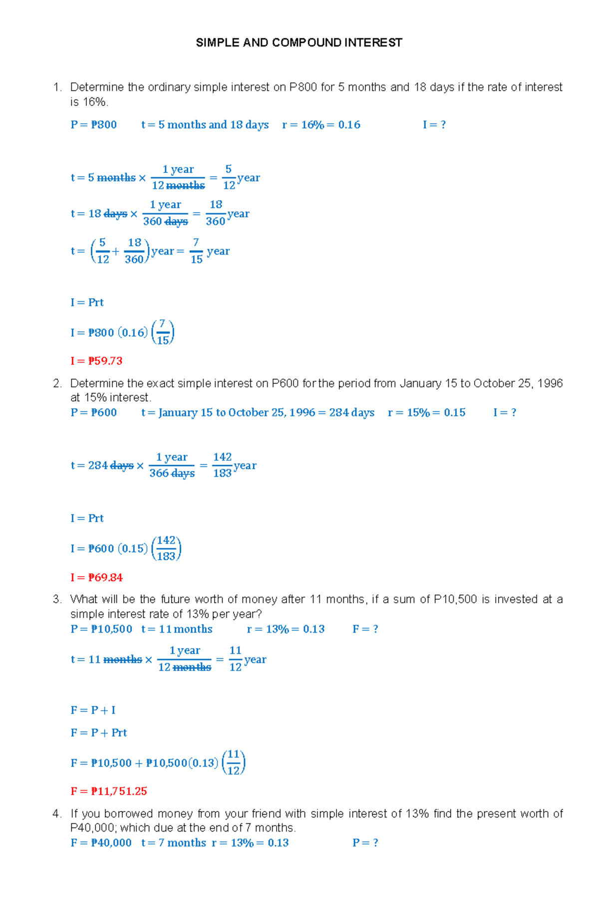 Simple & Compound Interest - General Education - CapSU - Studocu