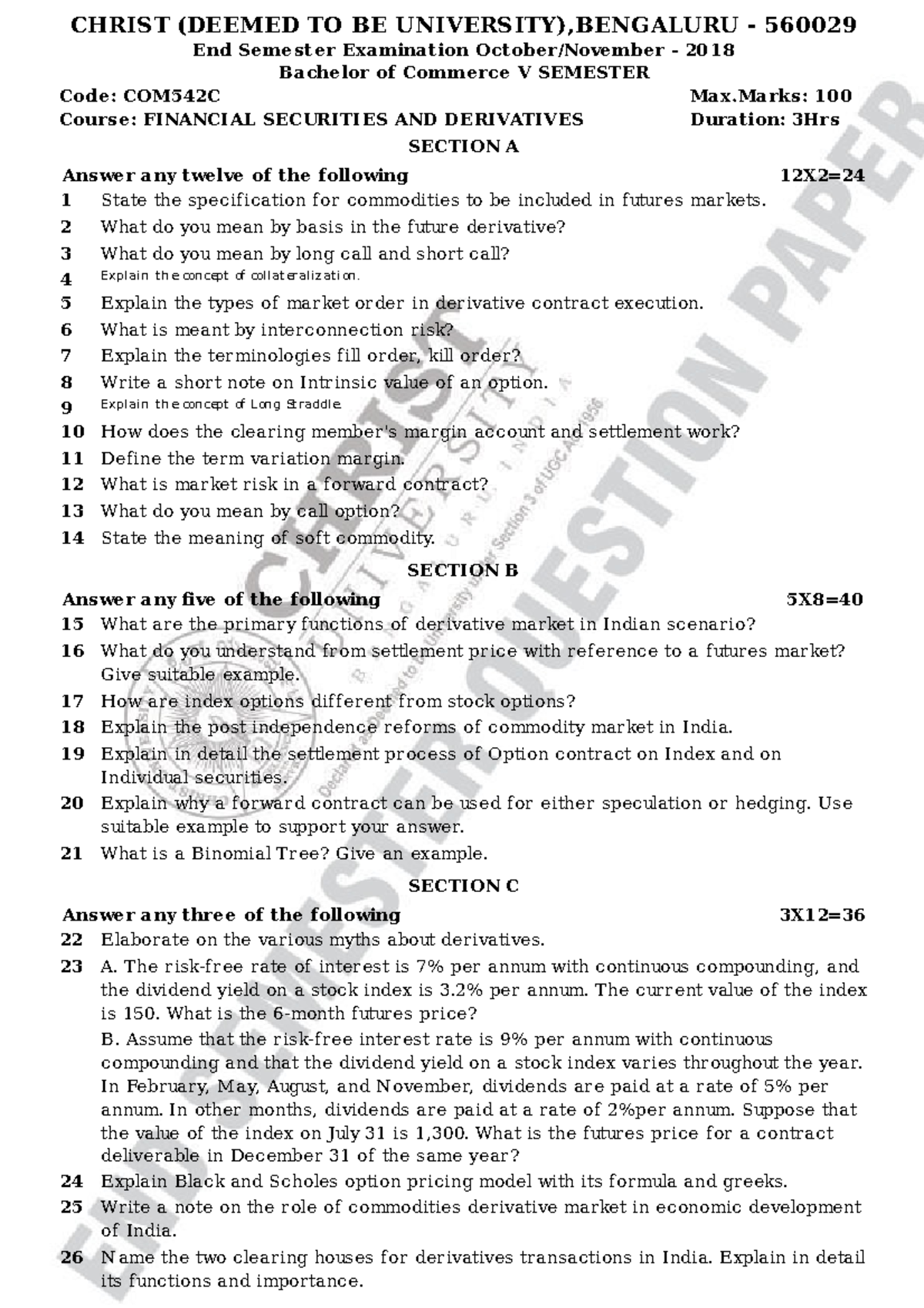 COM542C - It is question paper - CHRIST (DEEMED TO BE UNIVERSITY ...
