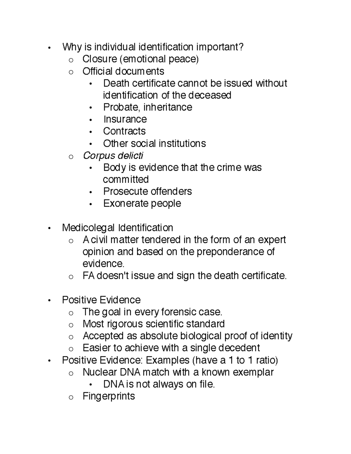 Individualizing Characteristics - Why is individual identification ...