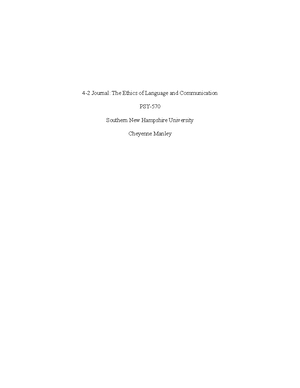 PSY 491 Module Two Video Reflection - Cheyenne Manley PSY 491 – Module ...