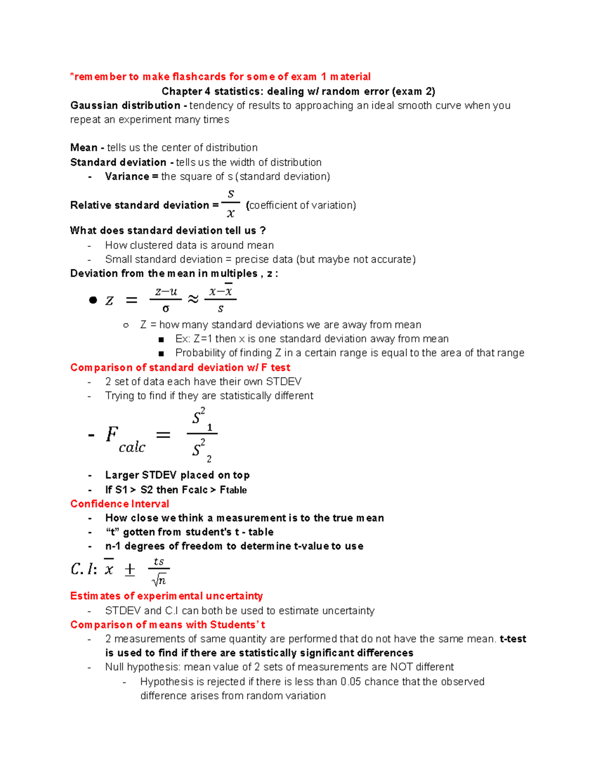 Quant notes ch 4 (exam 2) - *remember to make flashcards for some of ...