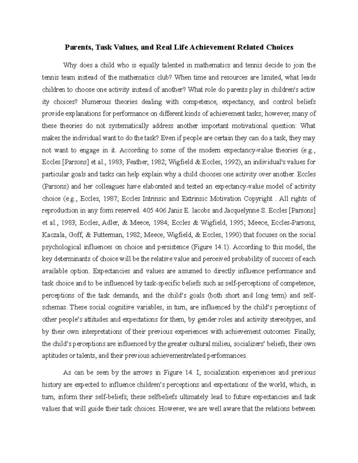 Parents, Task Values, and Real Life Achievement Related Choices ...