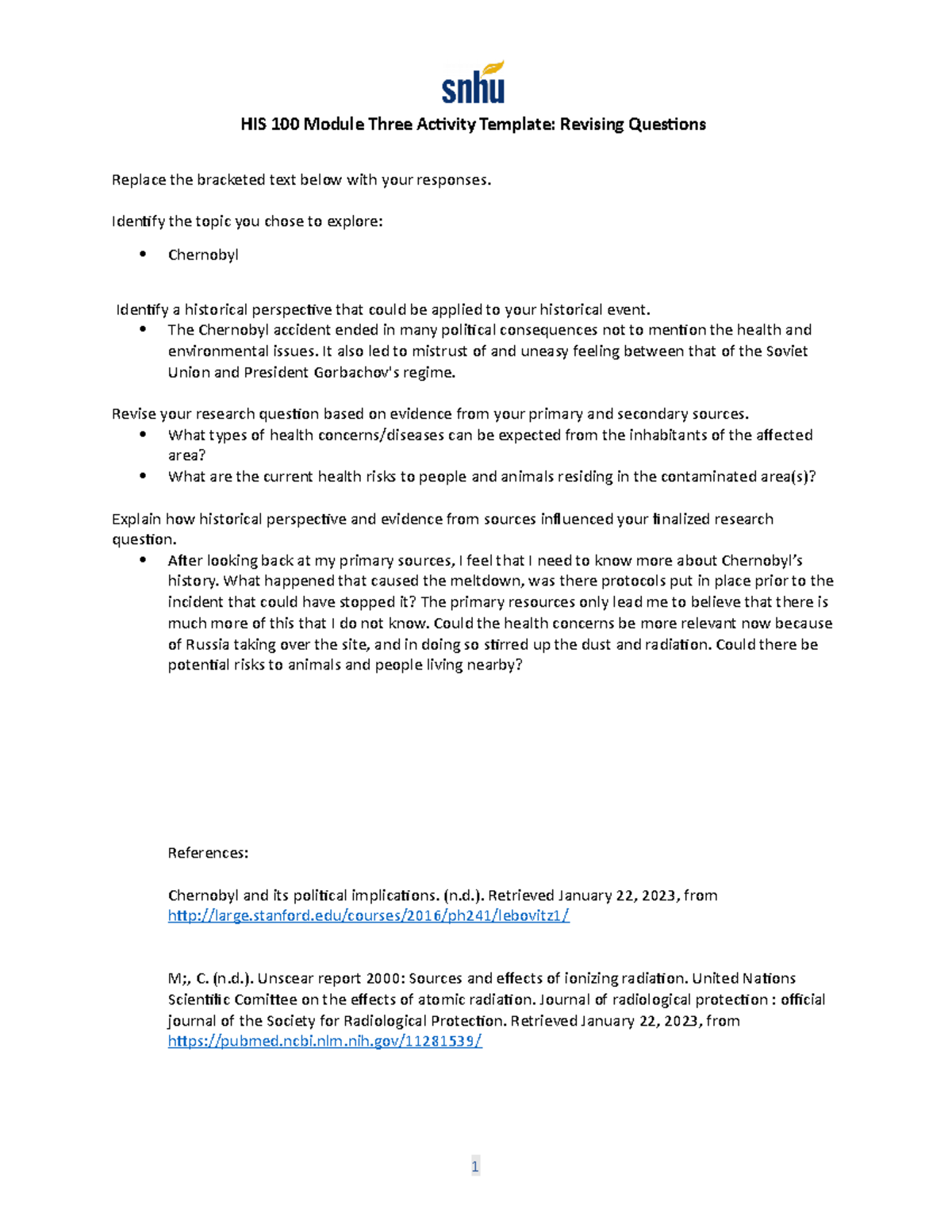 HIS 100 Module Three Activity Revising Questions Template - HIS 100 ...