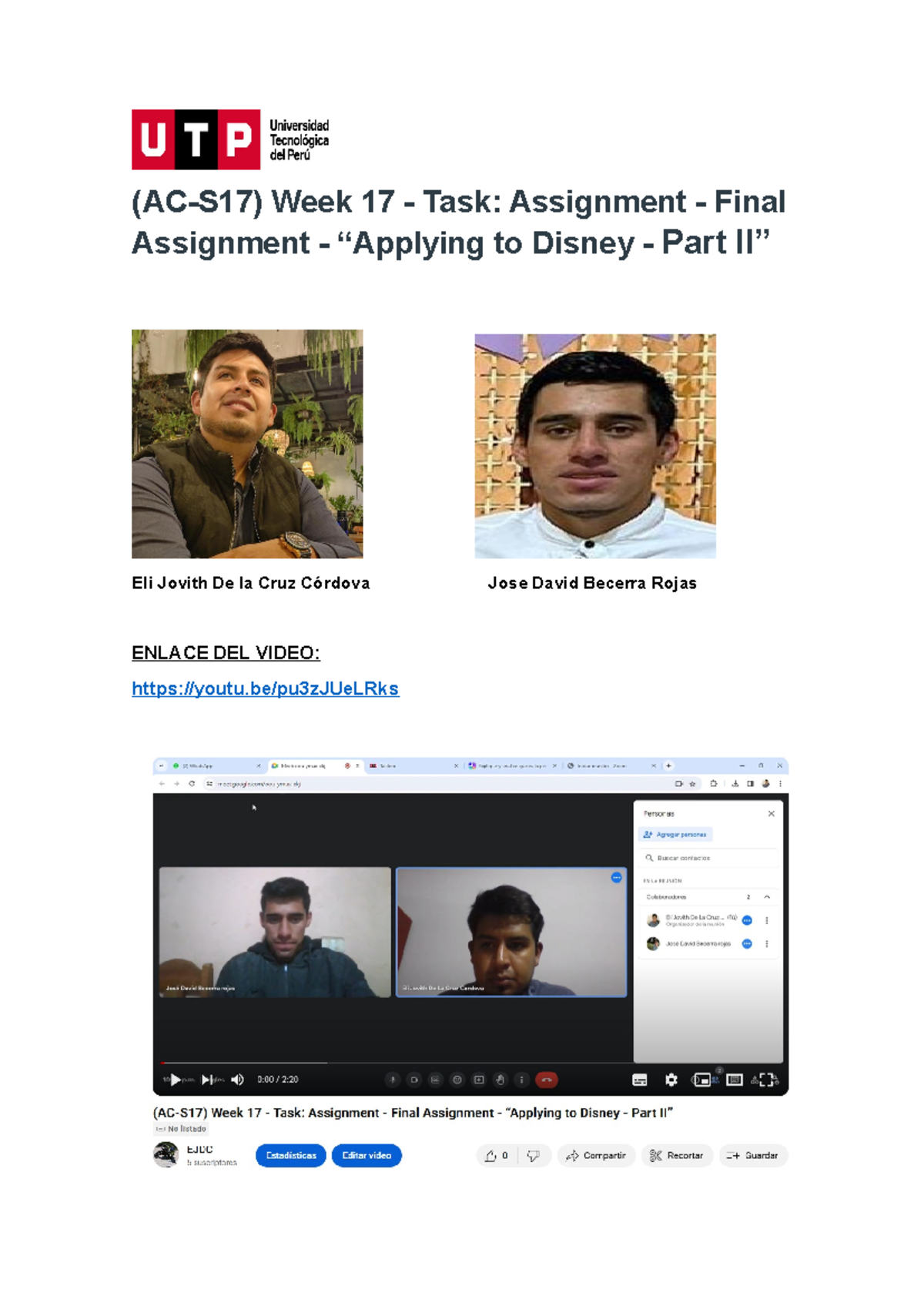 Week 17 - Task Assignment - Final Assignment - Applying to Disney - Part II - Ingles I - Studocu